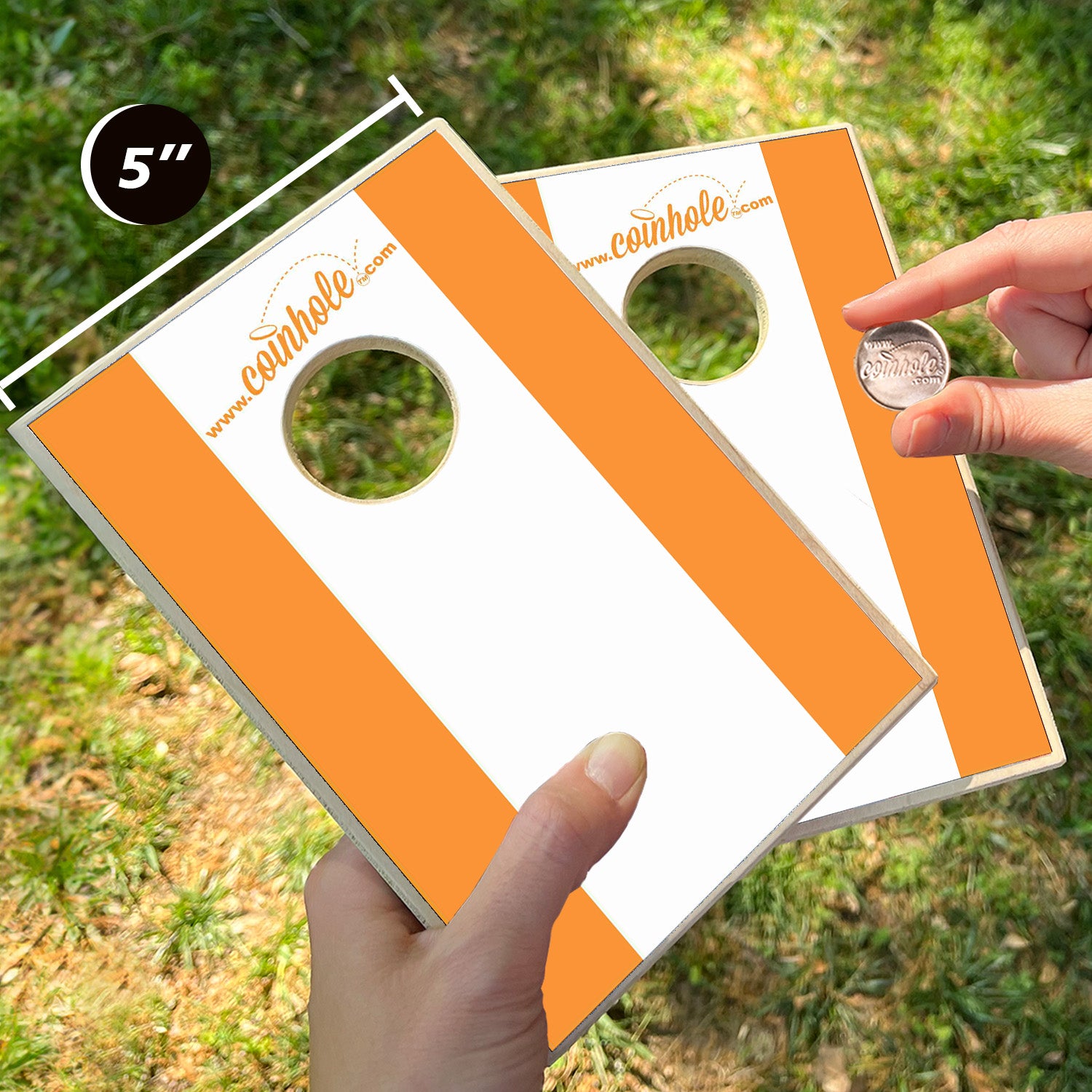 Orange and White Stripe Coinhole®