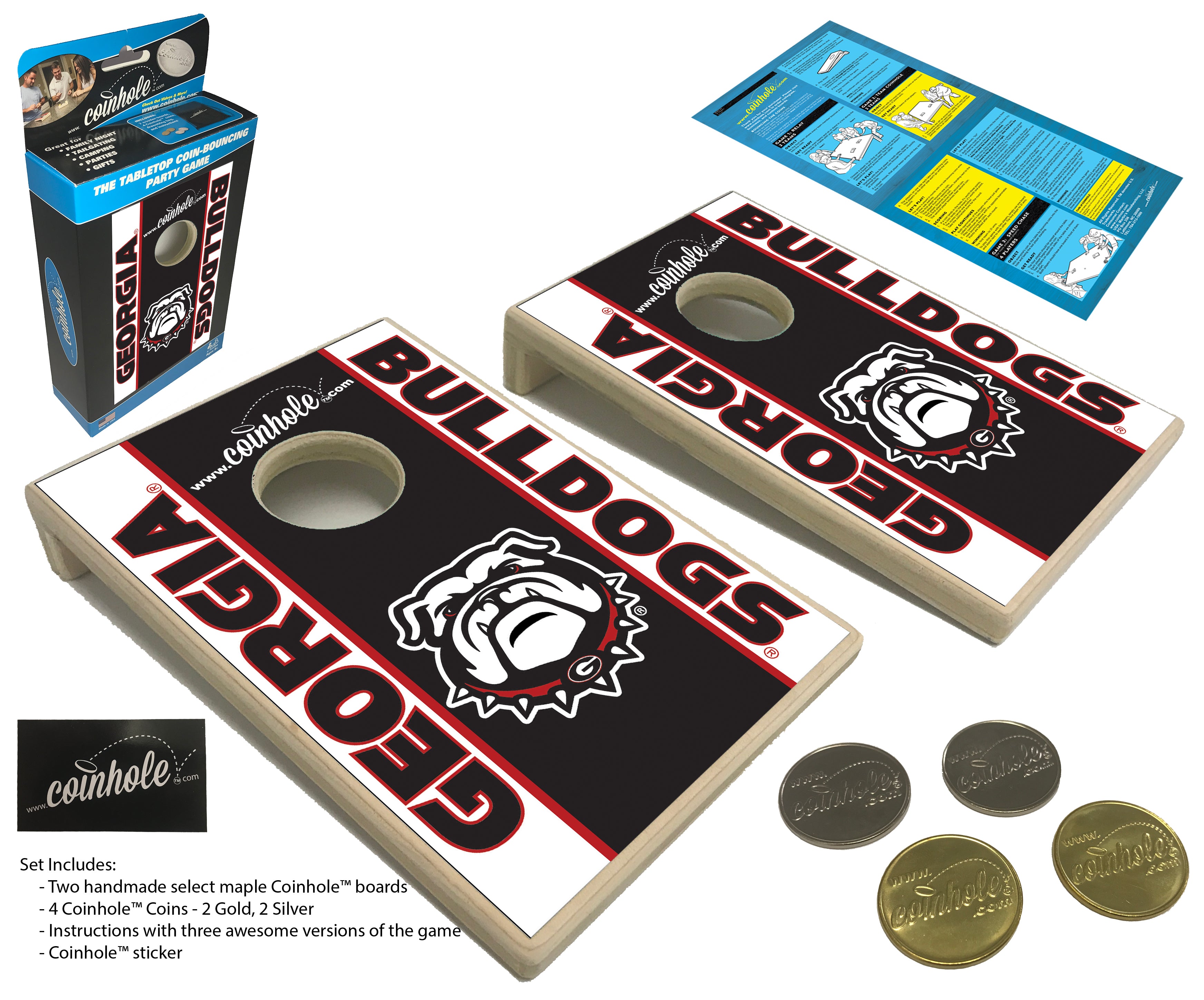 University of Georgia Bulldog Coinhole® Tabletop Game Set