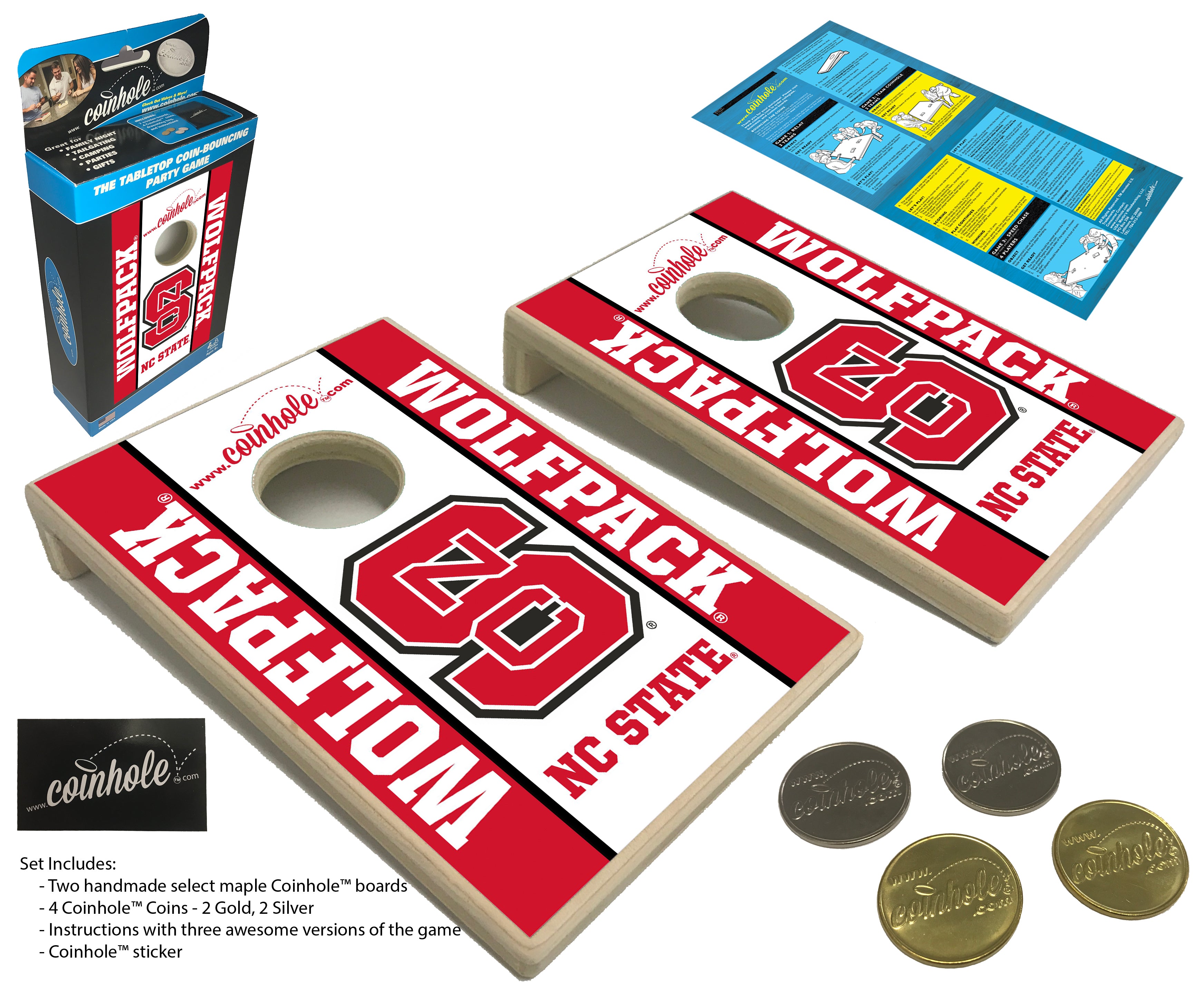 NC State Block S Wolfpack White Coinhole™ Game Set