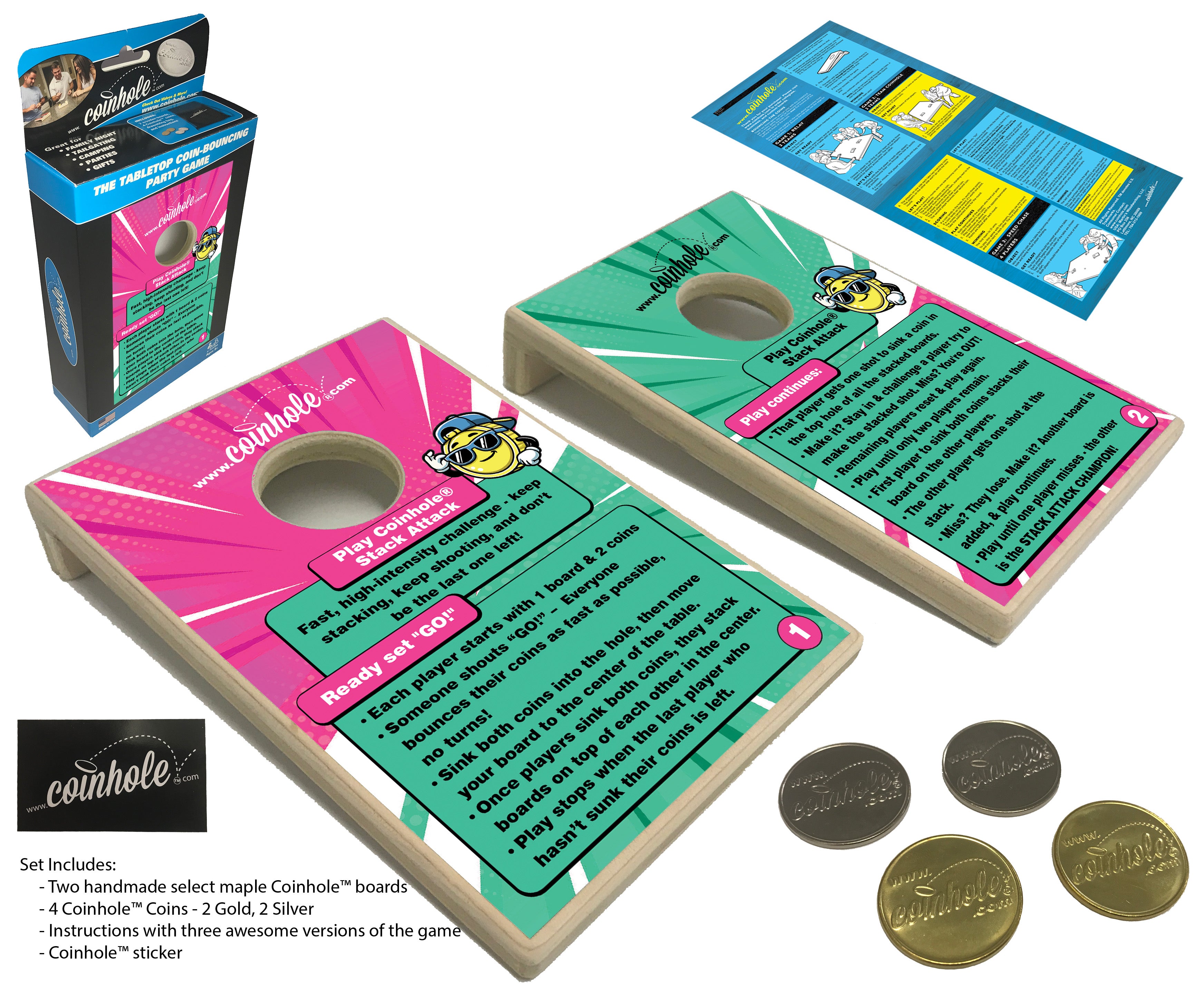 Official Coinhole™ Game Set - Blue and Black Wooden Board Game